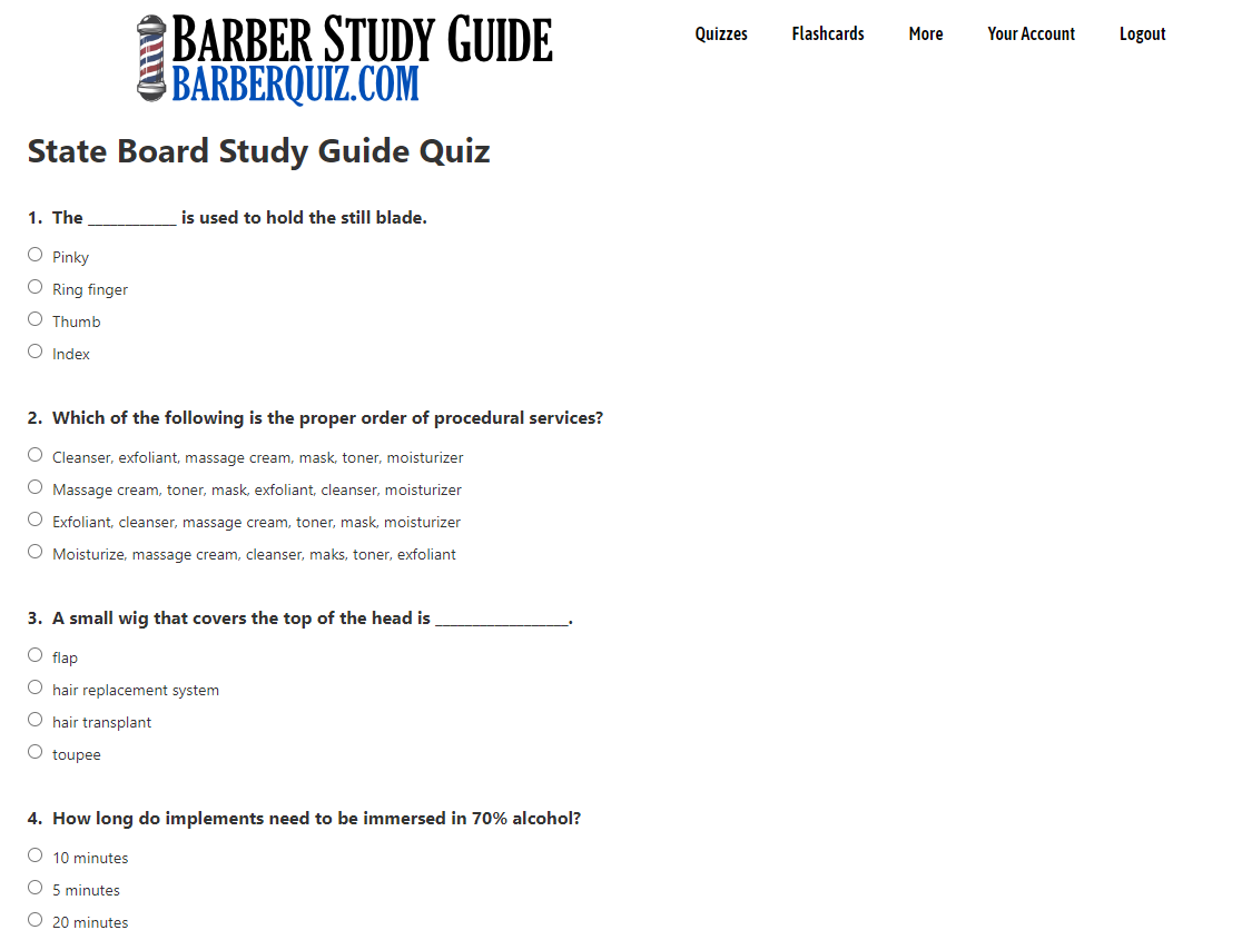 BarberQuiz.com – State Board Quizzes and Flashcards